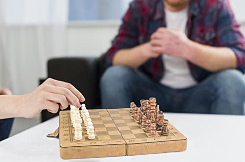 Chess Set for Adults & Kids -Leather Chess Board Magnetic Chess Pieces Unique Design Chess Game Gift Choice for Kids and Adults 2 players