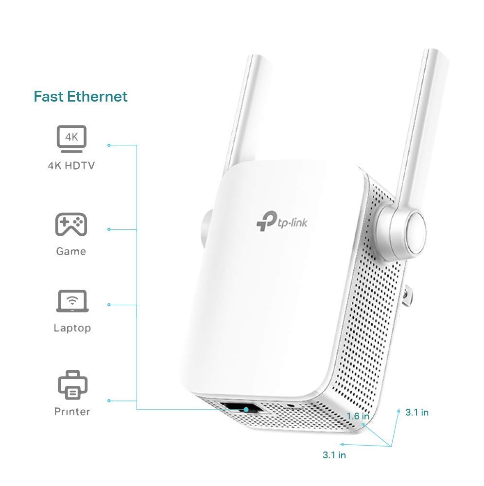 TP-Link N300 WiFi Extender(RE105), WiFi Extenders Signal Booster for Home, Single Band WiFi Range Extender, Internet Booster, Supports Access Point, Wall Plug Design, 2.4Ghz only (Renewed)
