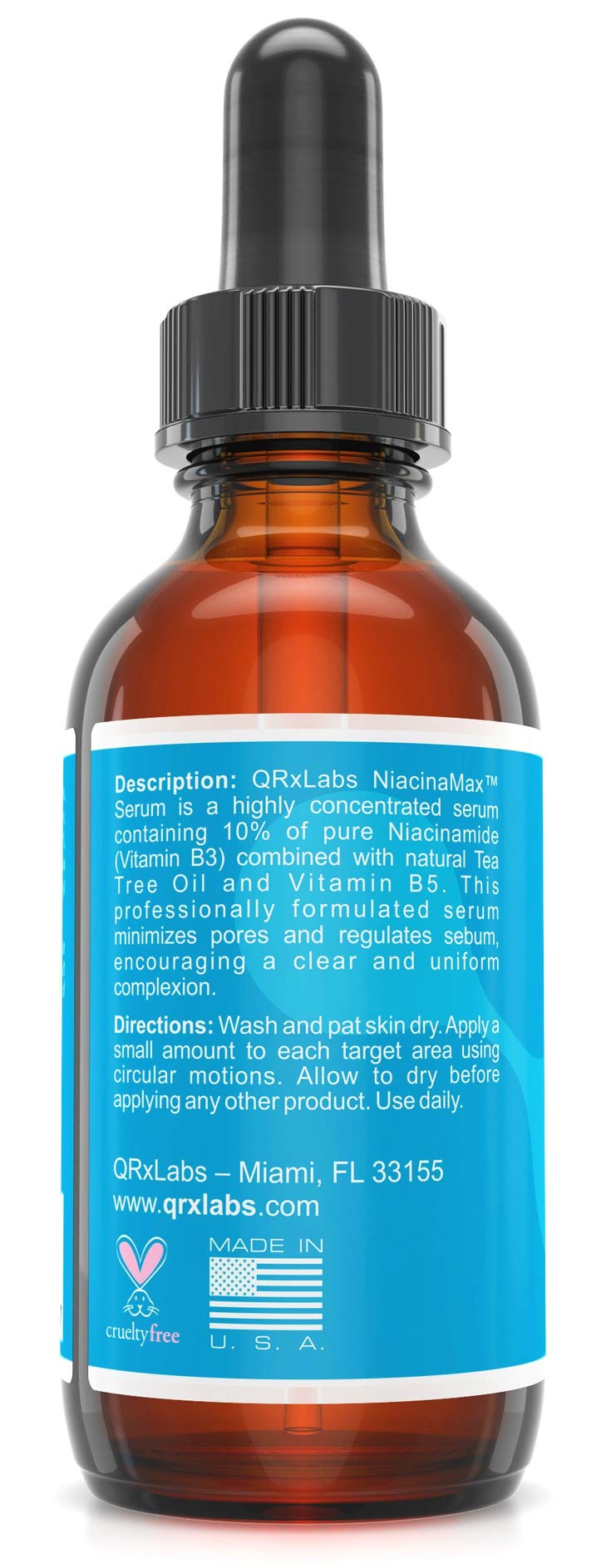 NiacinaMax Serum with 10% Niacinamide (Vitamin B3), Tea Tree Oil, Calendula Extract, Allantoin and Vit. B5 & E – Enhanced Dermal Penetration – Shrinks Pores & Reduces Blemishes on Skin – 2 oz / 60 ml