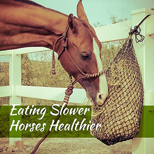 Bloomoak Handwoven 2PCS Slow Feed Hay Nets for Horses, 40" Hay Net with 2" Hole for Horse and Goat, Handwoven Strength, Crafted to Last(2PCS