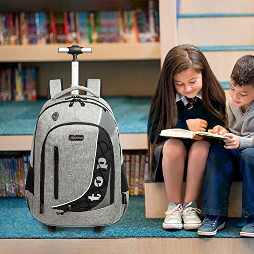 MOHCO Rolling Backpack 18inch with Lunch Bag and Pencil Case Wheeled School Bookbag for Boys and Girls