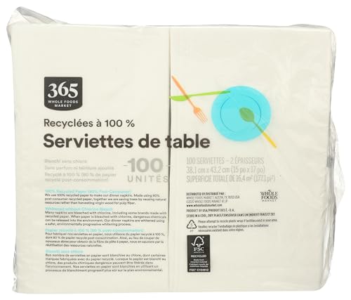 365 by Whole Foods Market, Dinner Napkins 2 Ply 100 Count, 100 Count