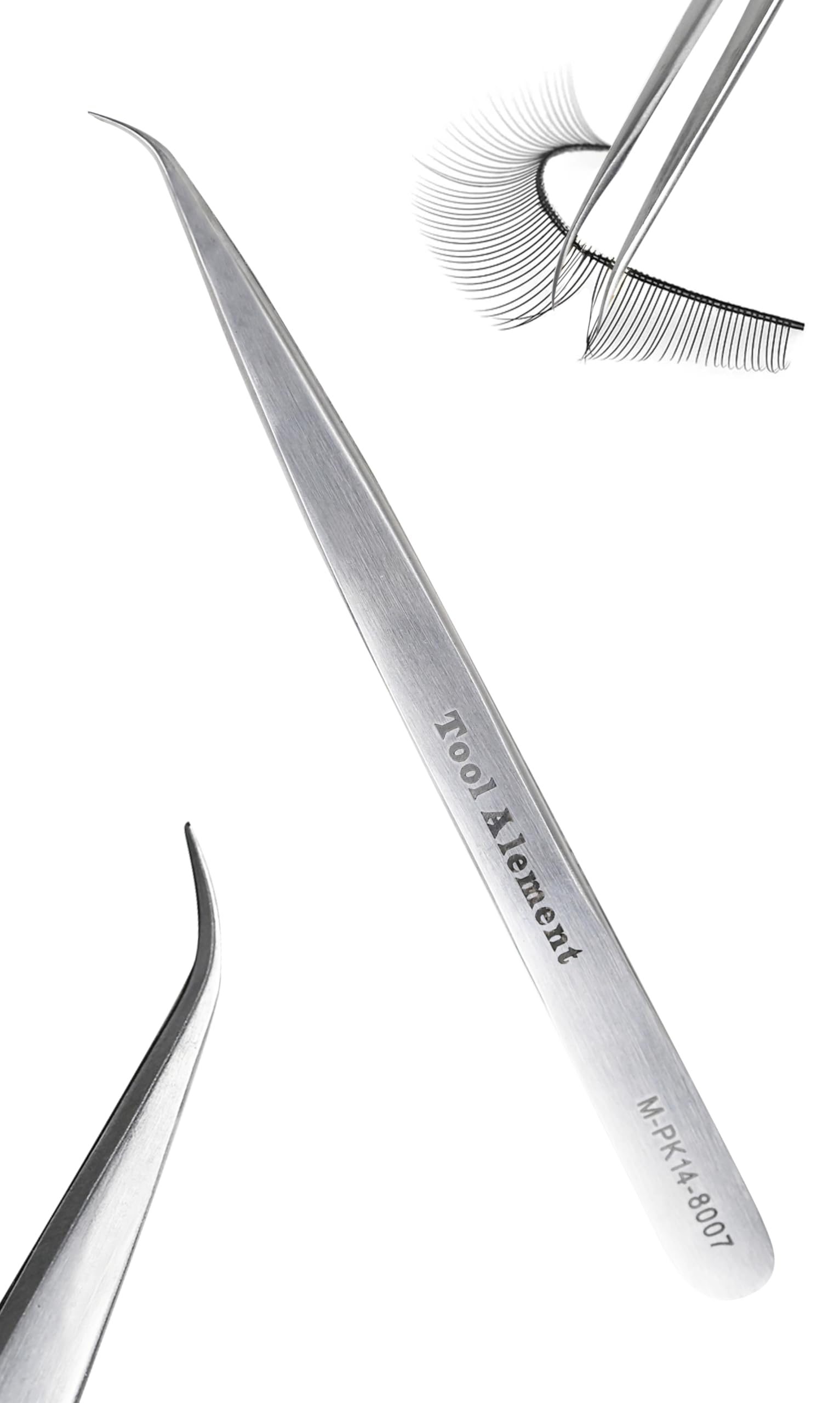 Tool Alement Canadian Stainless Steel Eyelash Extension Tweezers,14cm Semi Curve Eyelash Tweezers M-PK14-8007