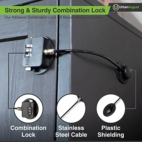 Urban August Adhesive Combination Lock โ Childproofing & Baby Safety, Heat Resistance, Easy to Install with Heavy Duty 3M Adhesive Tape, Best for Cabinets, Drawers, Doors & refrigerators (Two)