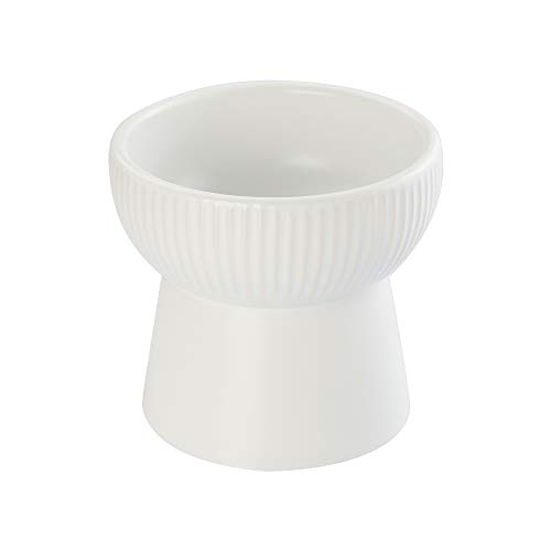 White Ceramic Raised Cat Bowls, Elevated Food or Water Bowls, Stress Free, Backflow Prevention, Dishwasher and Microwave Safe, Lead & Cadmium Free