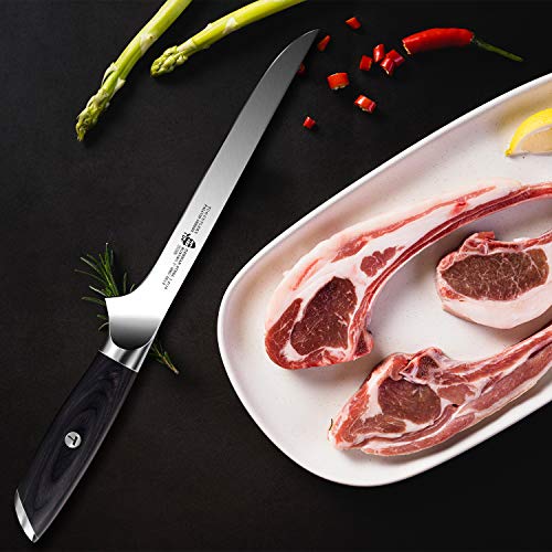 TUO Boning Knife 7 inch - Fillet Knife Flexible Kitchen Knife German HC Steel with Pakkawood Handle - FALCON SERIES with Gift Box