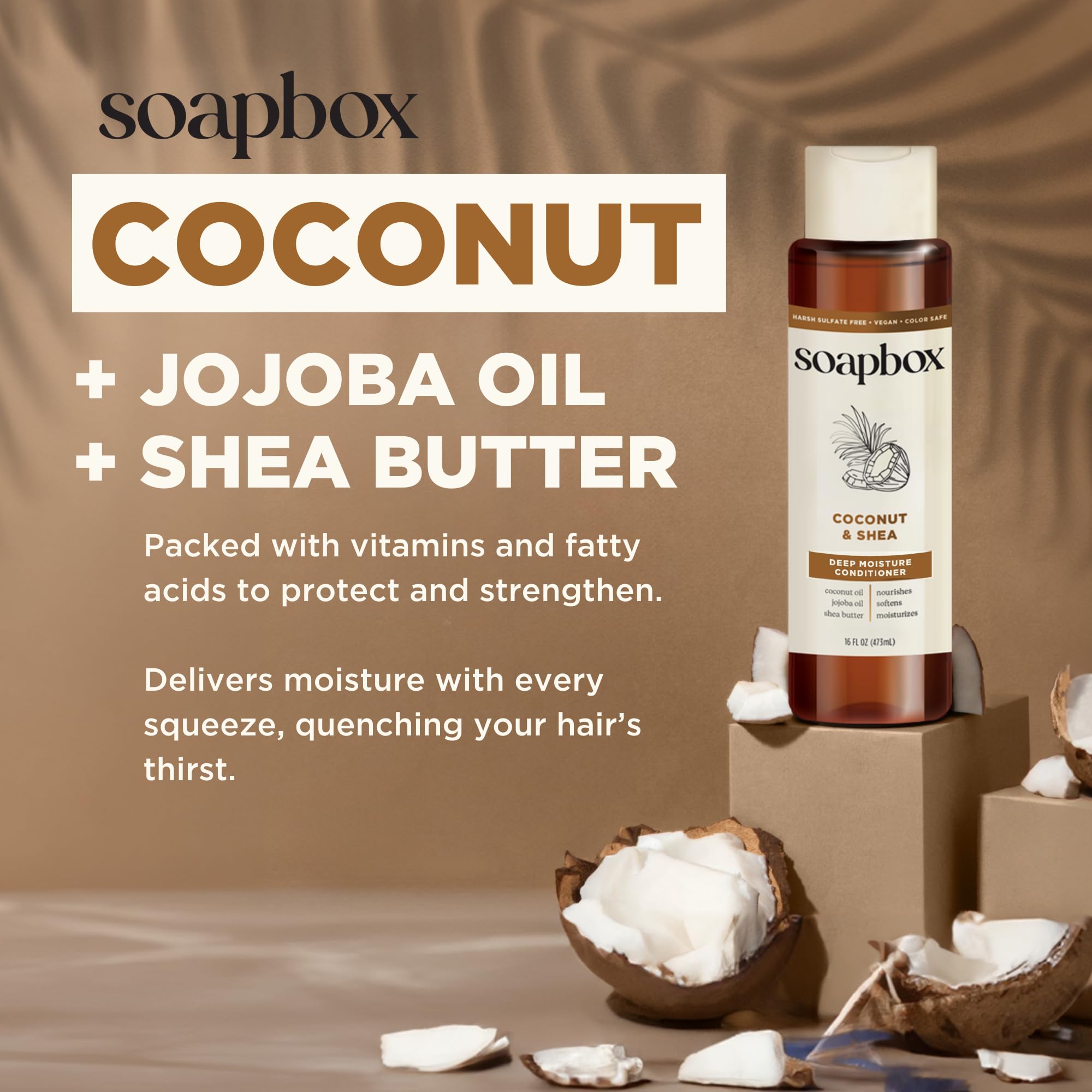 Soapbox Coconut Oil Conditioner, Sulfate & Paraben Free, Silicone Free, Color Safe, and Vegan Hair Conditioner (33.8 Ounces)