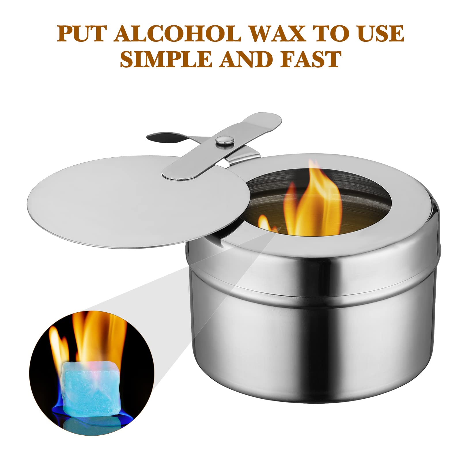 4pcs Buffet Warmer Fuel Holder with Cover Chafer Stainless Steel Canned Heat Fuel Box Burner Chafer Canned for Buffet Barbecue Party