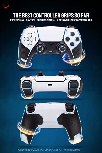 HOTLINEGAMES Hotline Games Controller Grip for PS5 Controller Grips Tape Playstation 5 DualSense Controllers Skin (Handle Grips+Buttons+Triggers (20PCS), Black)