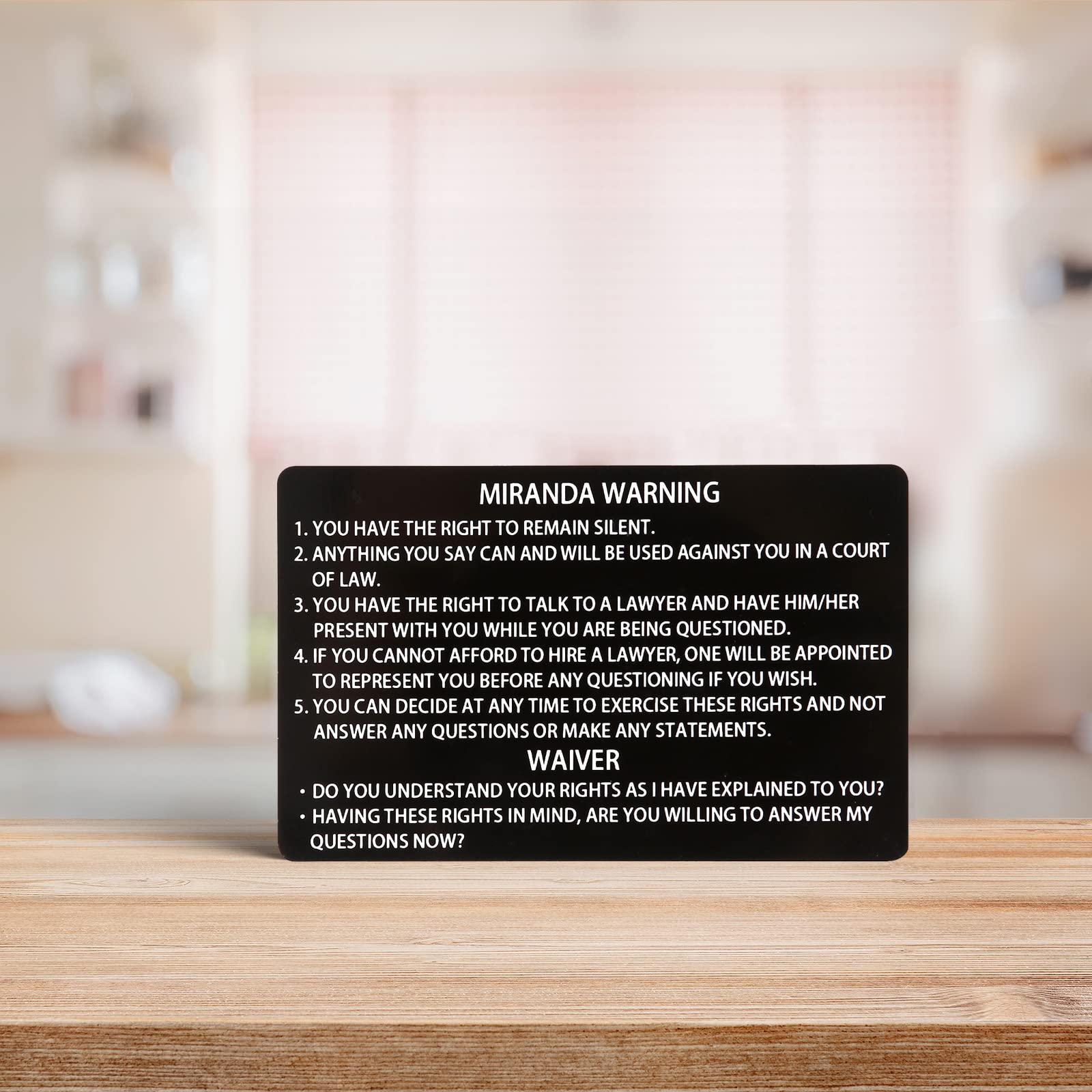 3PCS Laser Metal Miranda Warning Card / Standard Field Sobriety Test Clues Cards