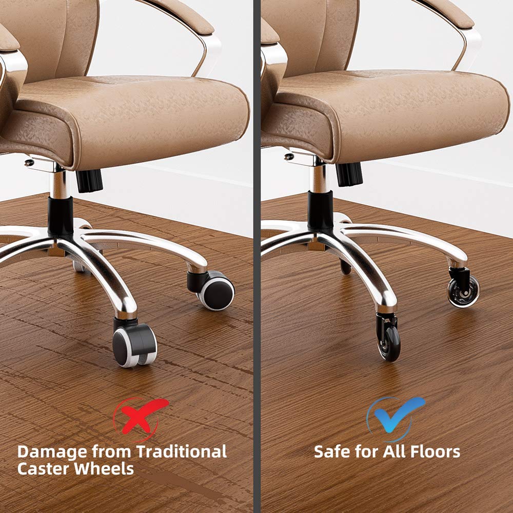 5-Pack Office Chair Wheels, Sturdy Rubber Caster Wheels for All Floors, Hardwood & Carpet, Universal 7/16" Stem
