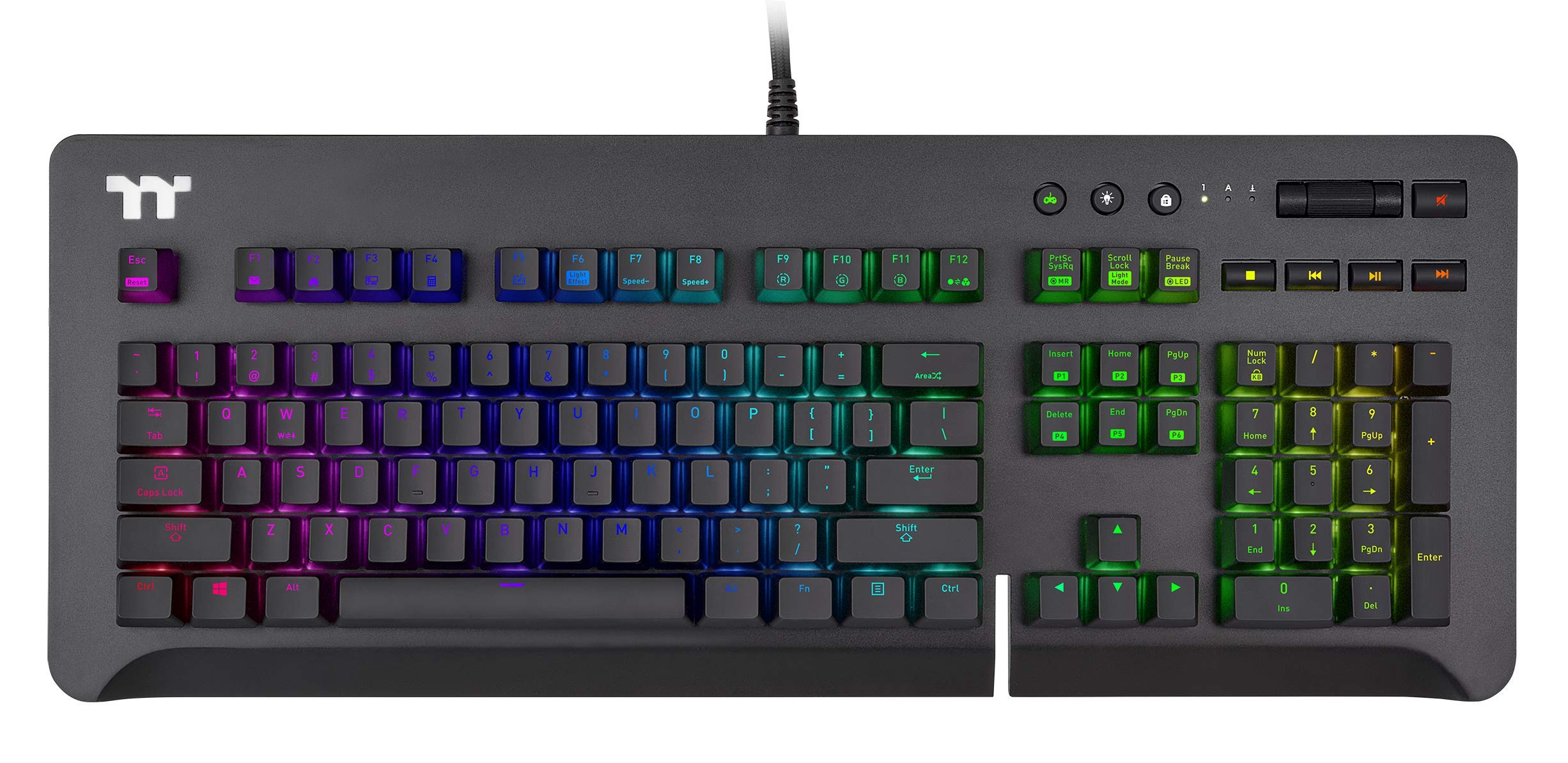 Thermaltake Level 20 GT RGB Mechanical Gaming Keyboard, Razer Green Switches, 16.8M Color RGB, Razer Chroma Compatible - GKB-LVG-RGBRUS-01