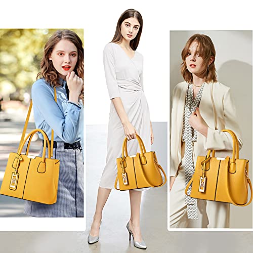 CHICAROUSAL Purses and Handbags for Women Leather Crossbody Bags Women's Tote Shoulder Bag (Yellow)