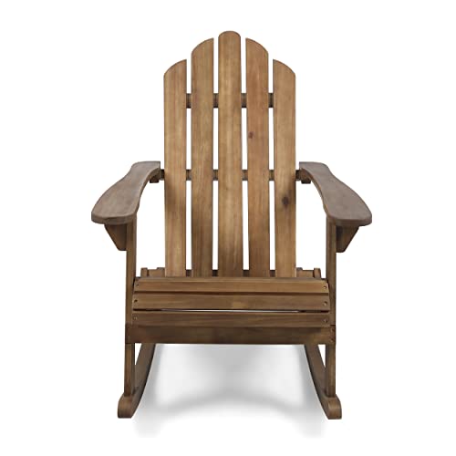 Christopher Knight Home Cara Outdoor Adirondack Acacia Wood Rocking Chair, Dark Brown Finish