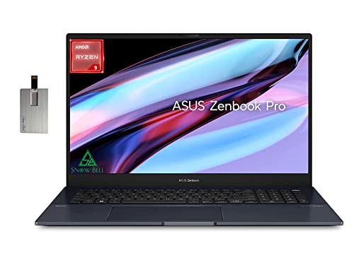ASUS 2023 Zenbook Pro 17 17.3â 2.5K 165Hz Business Laptop, AMD Ryzen 9 6900HX, 16GB RAM, 1TB PCIe SSD, Backlit Keyboard, NVIDIA GeForce RTX 3050, Win 11, Black, 32GB SnowBell USB Card