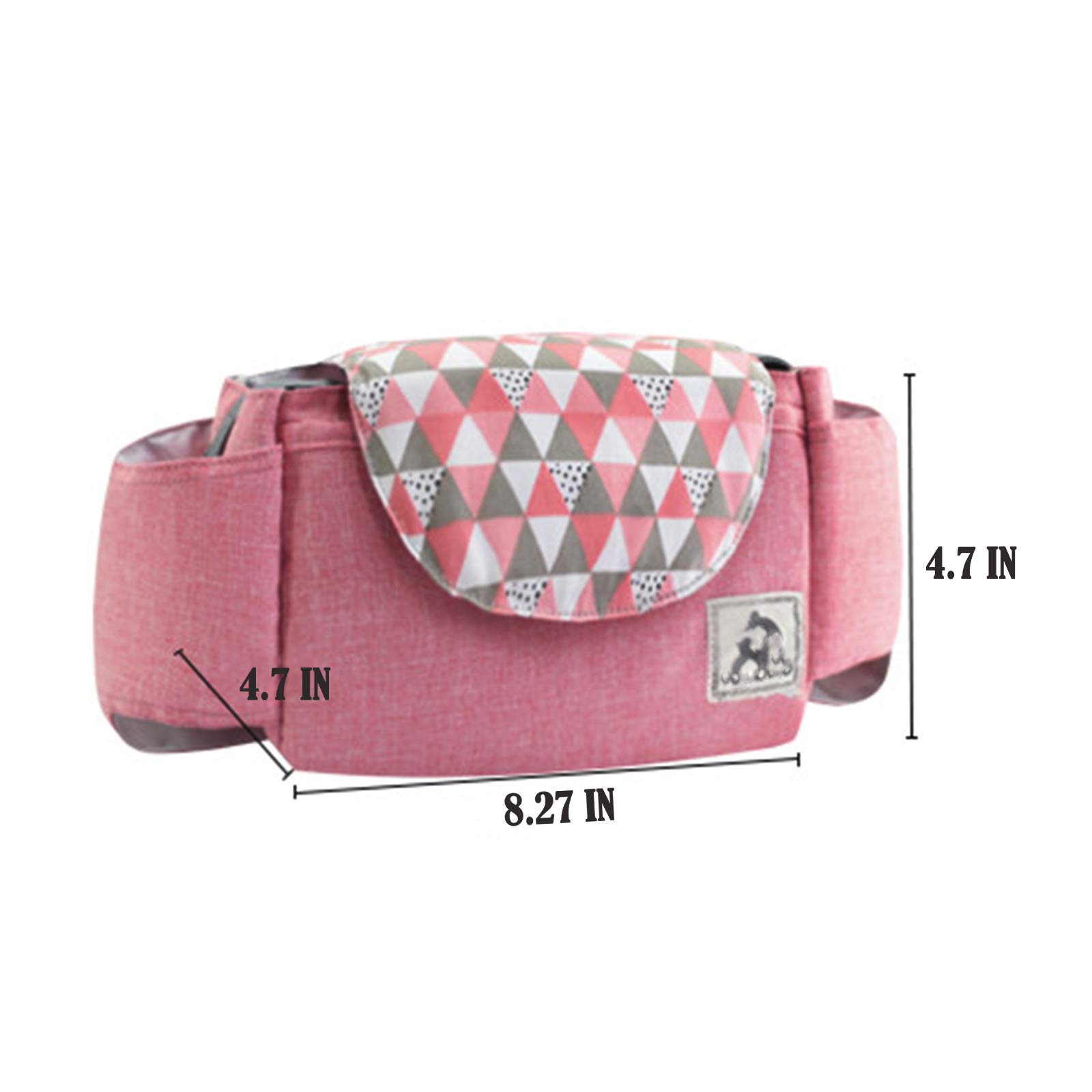 ZIOYCKL Baby Stroller Organizer with Insulated Cup Holders for Smart Moms,Diaper Storage,Secure Straps, Detachable Bag,Compact Design Fit All Strollers Fashionable&beautiful (Pink)