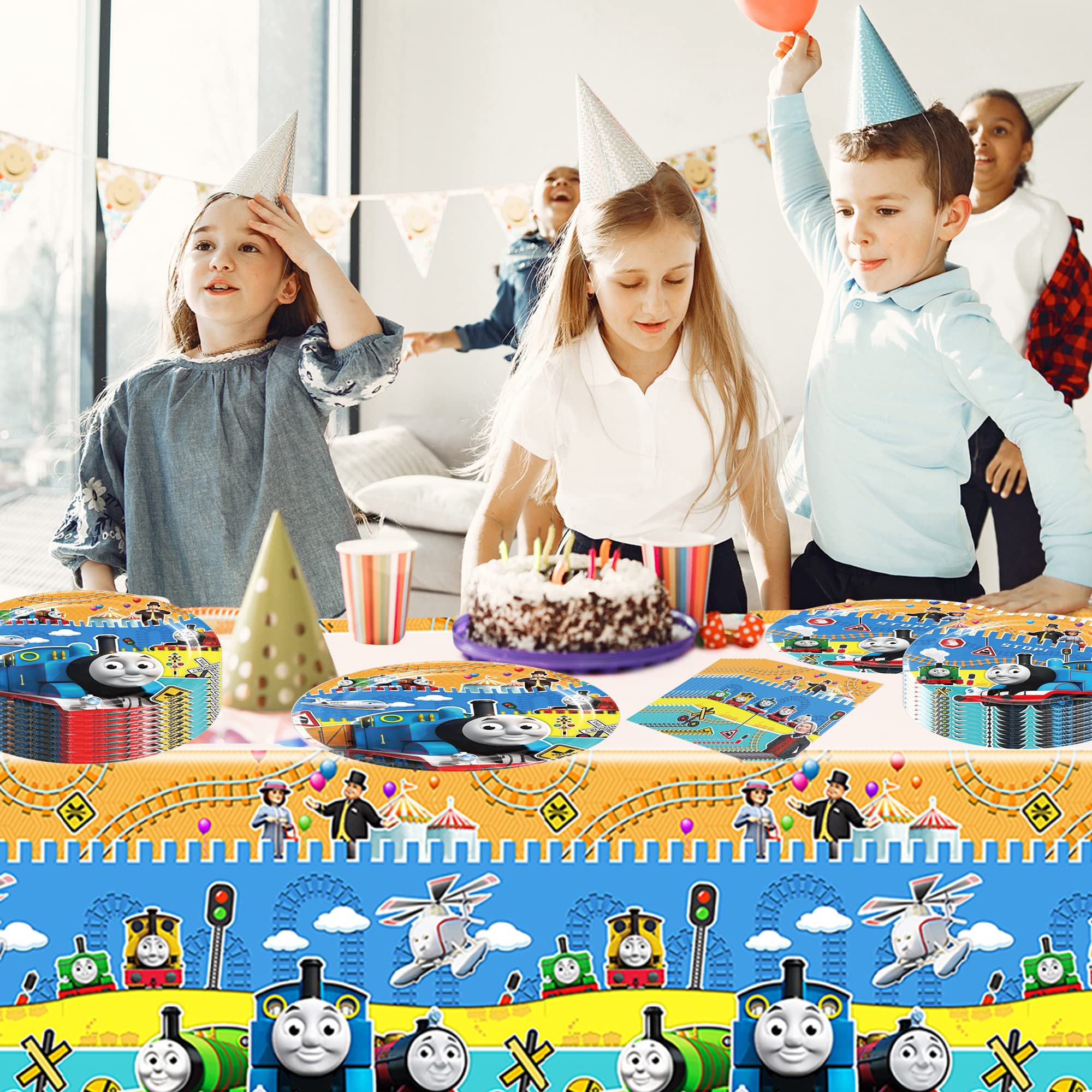 41Pcs The Train Friends Party Decorations, Thomas Train Birthday Party Tableware Set Include Tablecloth, Napkins, 7inPlates, 9inPlates, Birthday Party Decorations for Kids