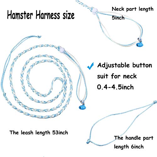 WoYous Hamster Harness 5 Pieces Adjustable Small Animal Bell Harness Rope Harness for Lead Walking Pet Gerbil, Rat, Mouse, Hamster Harness