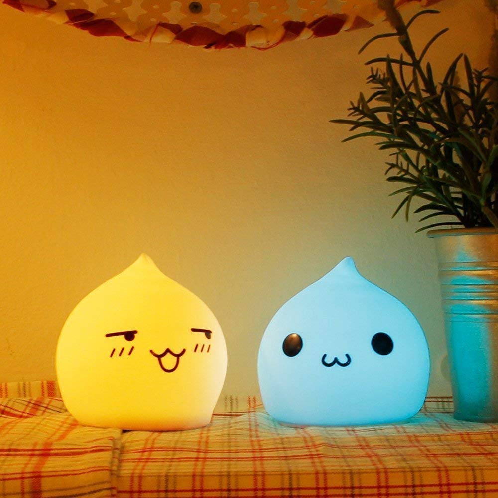 Jhua Dumpling Night Light, Silicone Nursery Nightlight, Cute LED Sleep Lamp, 7-Color Breathing Dual Light Modes, Sensitive Tap Control Gifts for Baby Adults Bedroom