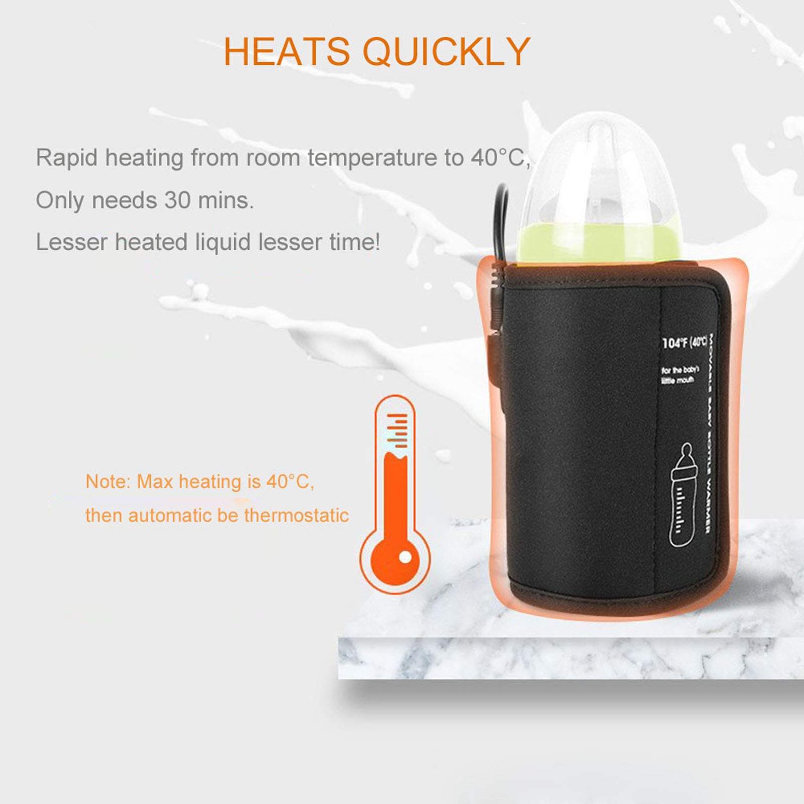 USB Baby Bottle Warmer, Razzil DC 5V USB Heating Portable Car Travel Milk Bottle Warmer, Keep Baby Milk Warm (Power Bank NOT Include)
