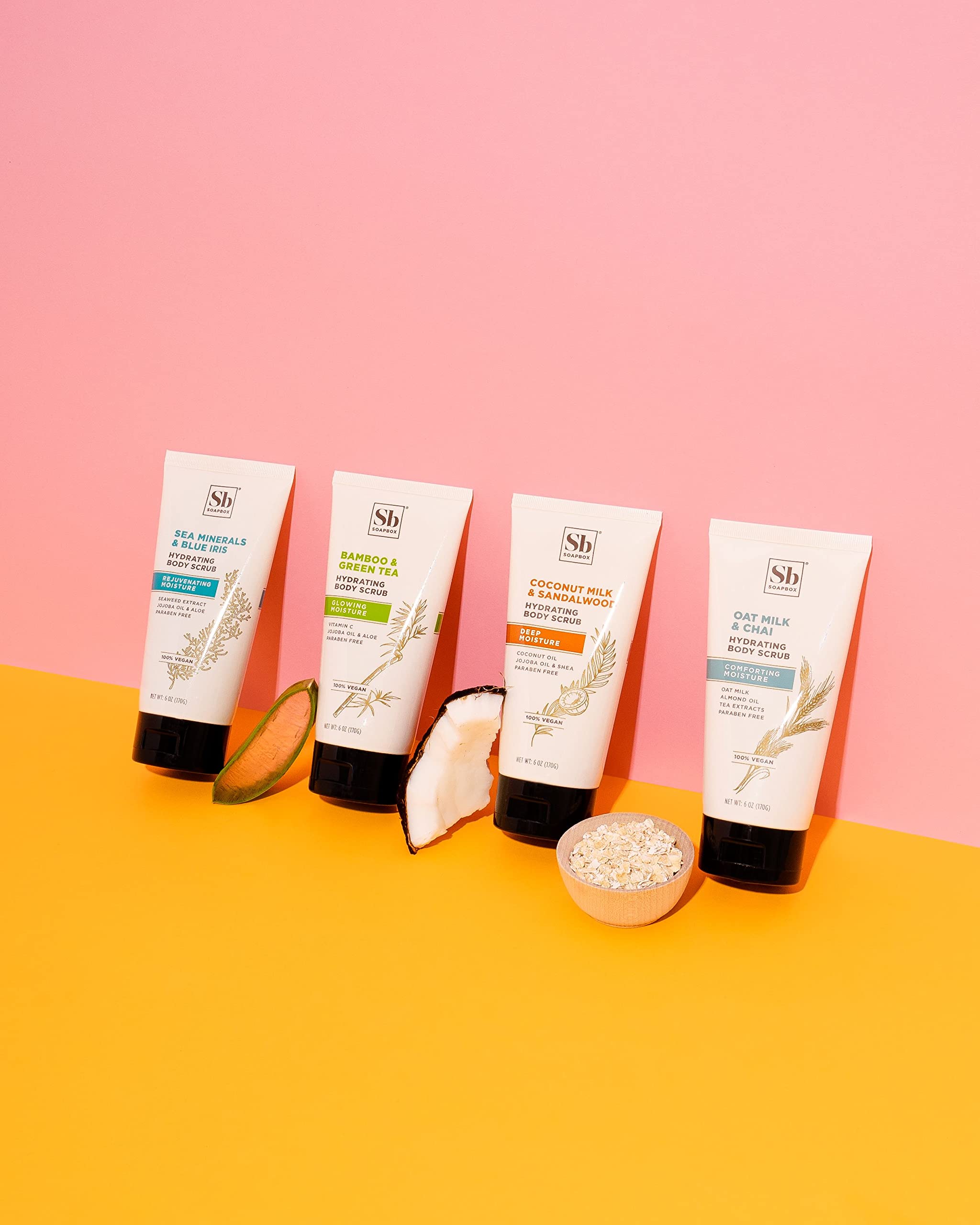 Soapbox Gentle Exfoliating Body Scrub ? Oat Milk & Chai ? 6oz ? Moisturizing Body Scrub for Visibly Smoother Skin with Coconut Oil and Oat Milk