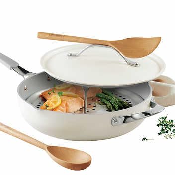 5-Quart All-In-One Ceramic Non-Stick Pan 5-Quart All-in-One Plus Pan is a versatile 5-piece set designed to do multiple things in the kitchen