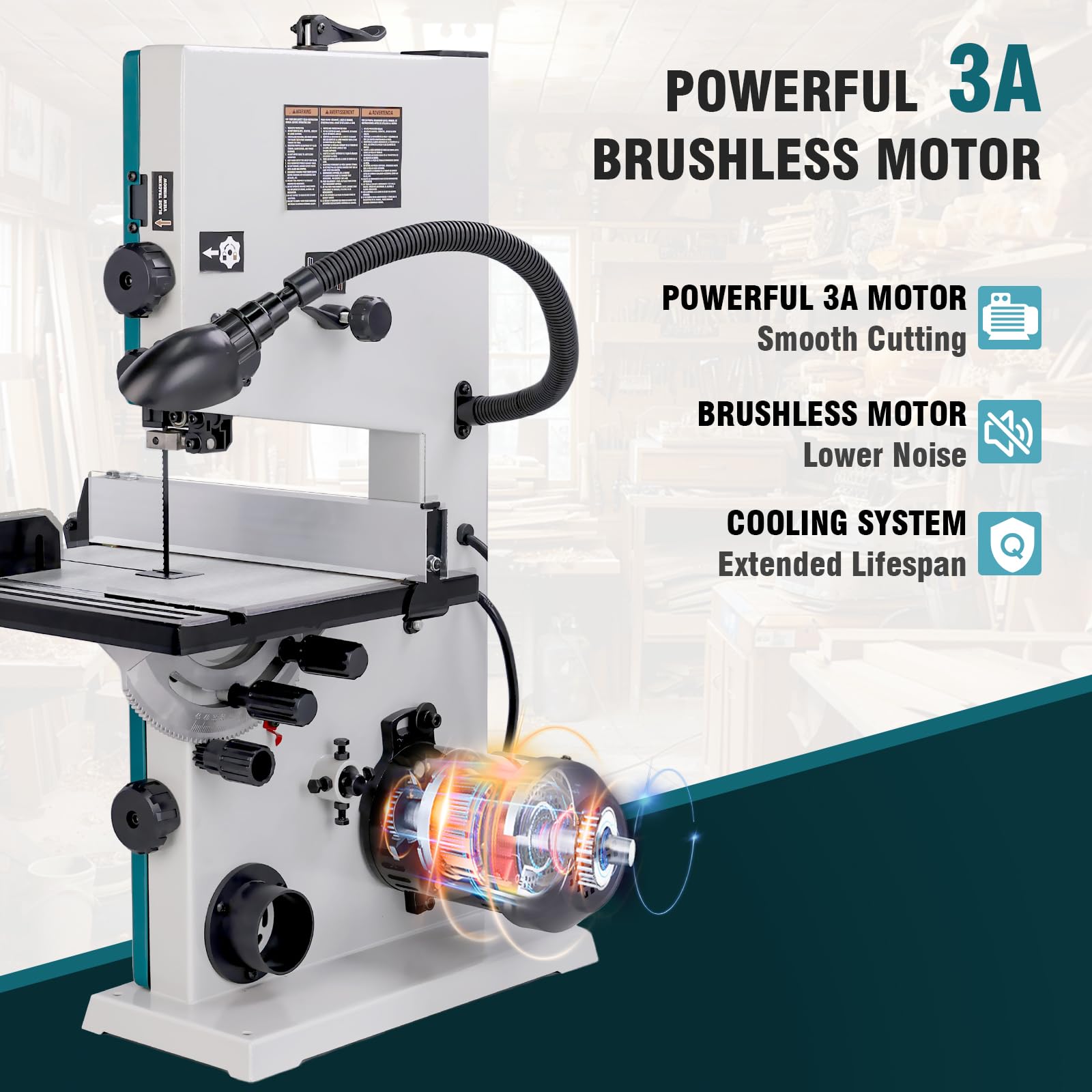 3 Amp 9-Inch Benchtop Band Saw, 2-Speed(1700/2500FPM)with 360° Work Light, Miter Gauge & Rip fence, Steel Base, Band Saws for Woodworking