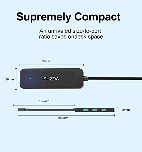USB 3.0 Hub, VCZHS 4-Port USB Hub 3.0, Ultra-Slim Data USB Hub for Mac and Windows, Ultrabook and Laptop Flash Drive, Mobile HDD USB Hub 3.0