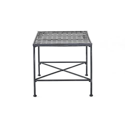 Christopher Knight Home Petra Iron Coffee Table, Black Brush Silver