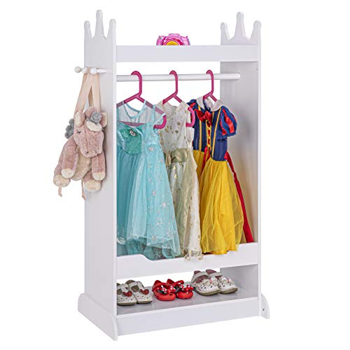 UTEX Kidβs See and Store Dress-up Center, Costume Closet for Kids, Open Hanging Armoire Closet,Pretend Storage Closet for Kids,Costume Storage Dresser (White)