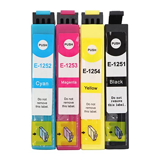 4 Color Ink Cartridge, 4 Color PP Printer Ink Cartridges No Leakage Ink Cartridge Replacement T1251 T1252 T1253 T1254, Desktop Photo Printers