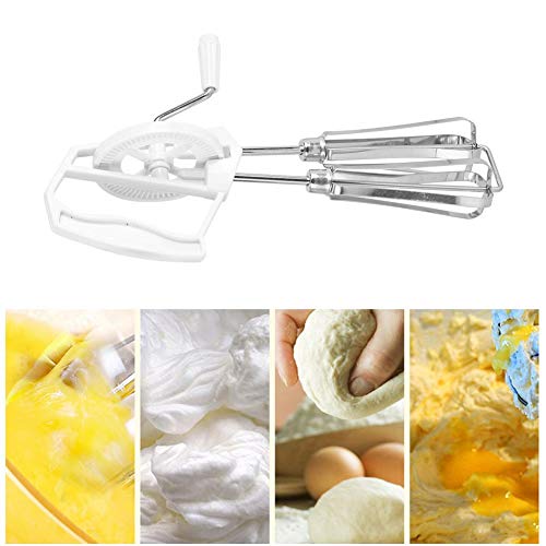 Manual Egg Blender Stainless Steel ABS Handheld Manual Egg Blender Mixer Beater Home Kitchen Cooking Tool White