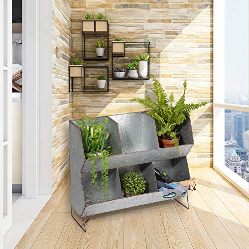glitzhome Galvanized Metal 6 Bins Organizer Standing Storage Shelf Home Decor