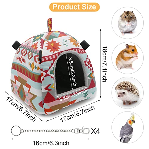 Hamster Tent Bed Winter Warm Hammock Sleeping Bed for Gerbil Rat Sugar Glider Squirrel Hedgehog Small Birds (M, Pink Ethnic)