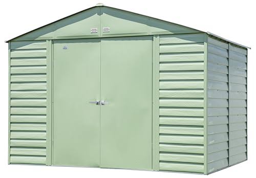 Arrow Select 10' x 8' Outdoor Lockable Steel Storage Shed Building, Sage Green