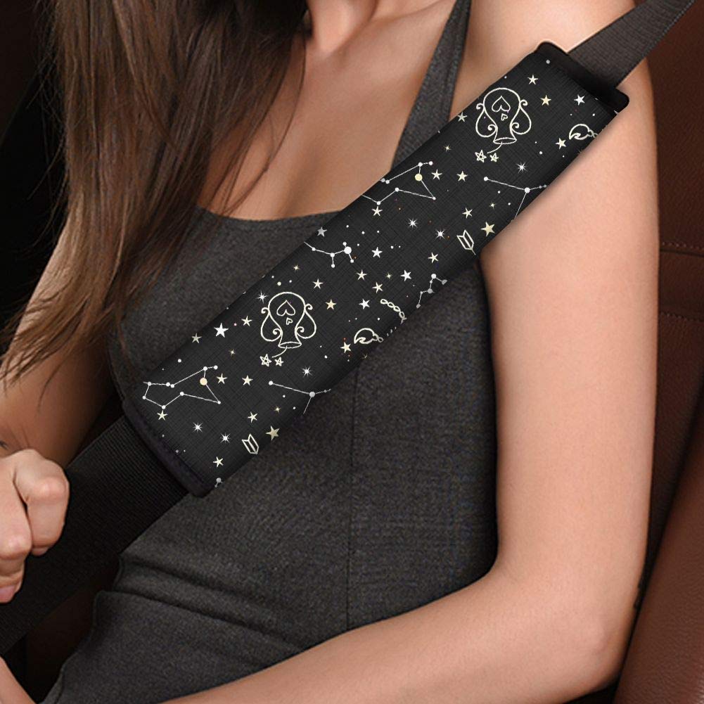 Xhuibop Galaxy Seat Belt Sets Covers for Adults Polyester Fabric Seat Belt Safety Covers for Kids Shoulder Strap Pads for Car Seat Machine Washable