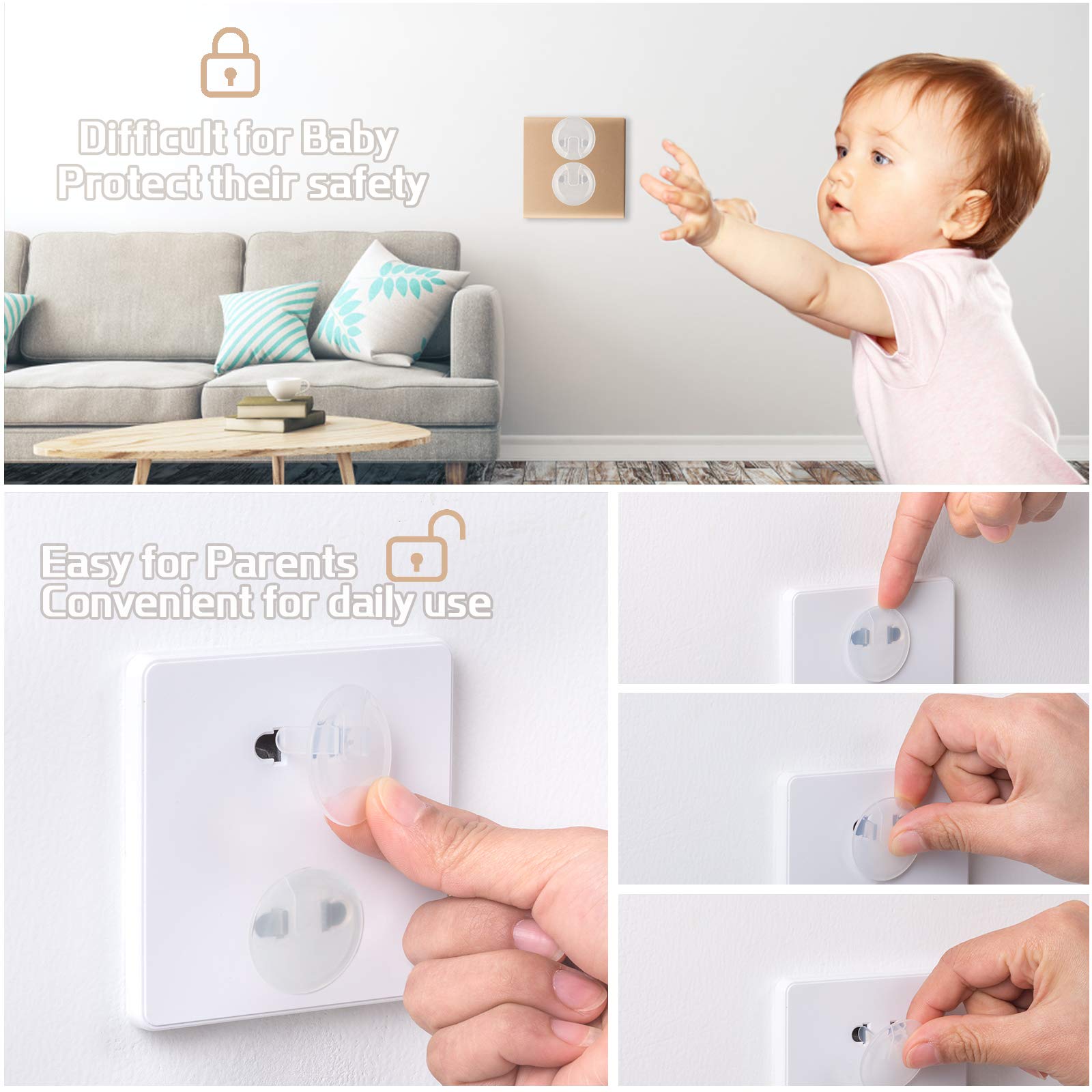 Outlet Plug Covers, Kmeivol 36 Pack Baby Proof Outlet Covers, Durable & Steady Baby Proofing Outlet Covers, Reassured Electrical Outlet Cover Plates, White Insulated Plastic Outlet Cover