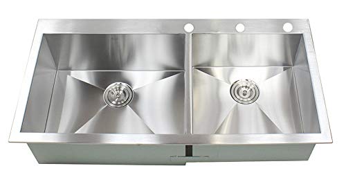 43 INCH (6040) Zero Radius Design 16 Gauge Topmount Drop In Over the Counter Large Double Bowl 5050 Stainless Steel Kitchen Sink Premium Package 43 INCH (6040) KKR-FT4321-6040