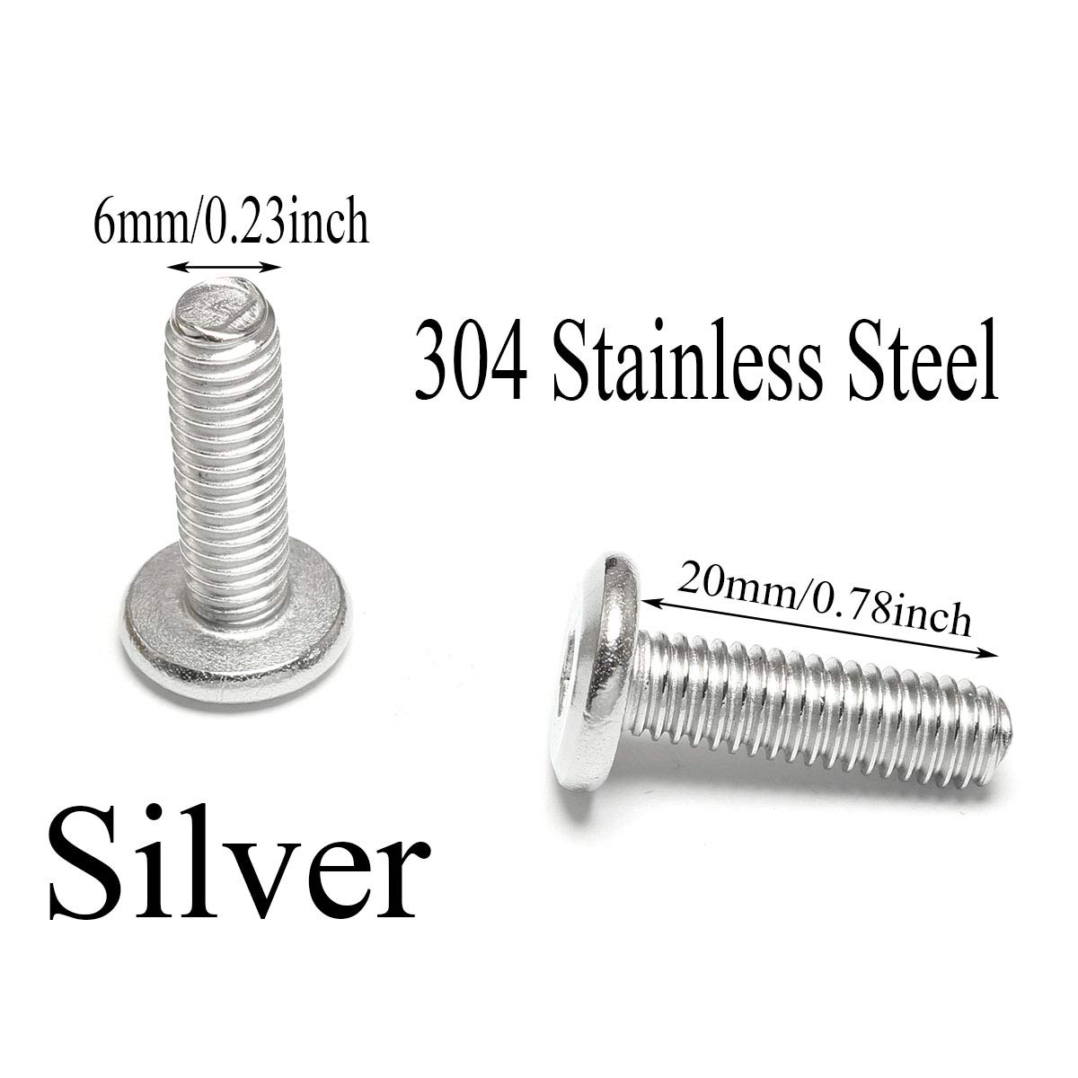 Pro Bamboo Kitchen 24pcs 304 Stainless Steel Hexagon Socket Head Screw, M6x20mm Inverted Flat Head Bolt, Oblique Round Head Hexagon Screw, Furniture Screw Countersunk Connector Fastener