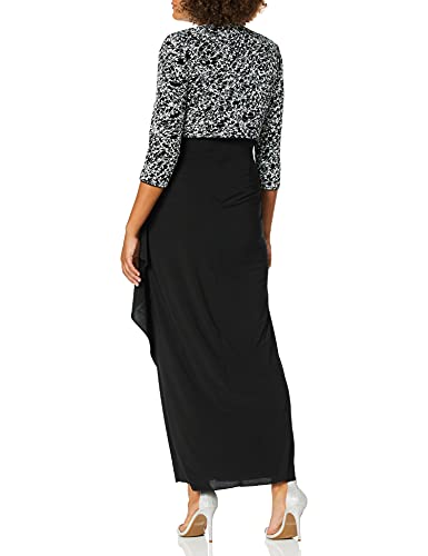 Alex Evenings Women's Empire Waist Dress with Side Ruched Skirt and Jacket (Petite and Regular Sizes), Black/White, 16