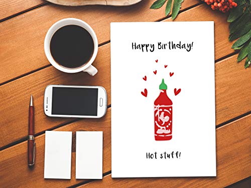 Maplelon Hot Stuff Happy Birthday Card, Funny Cute Bday Card for Husband Wife Boyfriend Girlfriendā¦