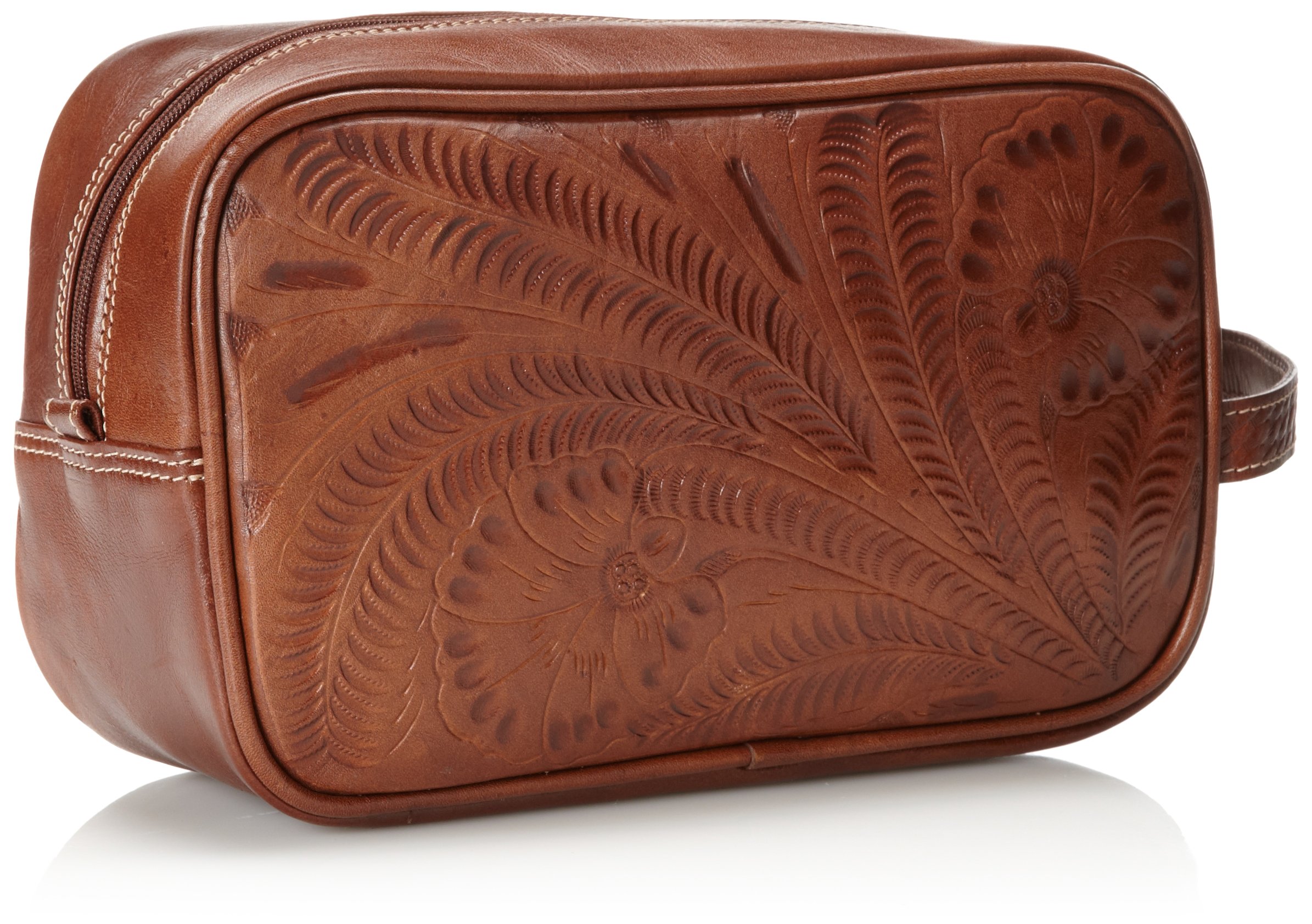 American West Leather Shave Kit/Toiletry Travel Bag - Retro Romance