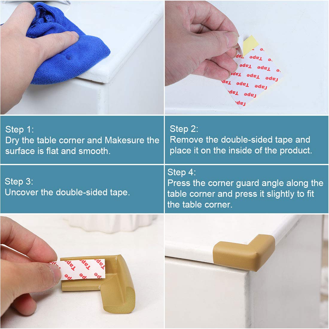 uxcell 2pcs Foam Furniture Desks Edge Cover Pads Protectors Corner Cushions Bumpers Guards Light Brown