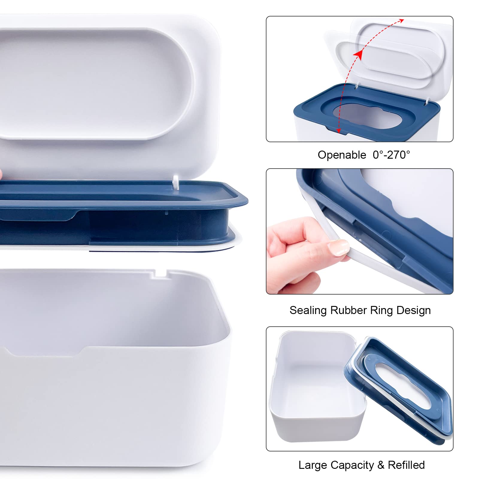 8Pcs Baby Wipes Dispenser, Reusable Baby Wipe Holder Box and Portable Wet Wipes Pouch, Refillable Wipes Pouch Case Container with Lid for Bathroom Baby Nursery Kitchen Office Travel (Black)