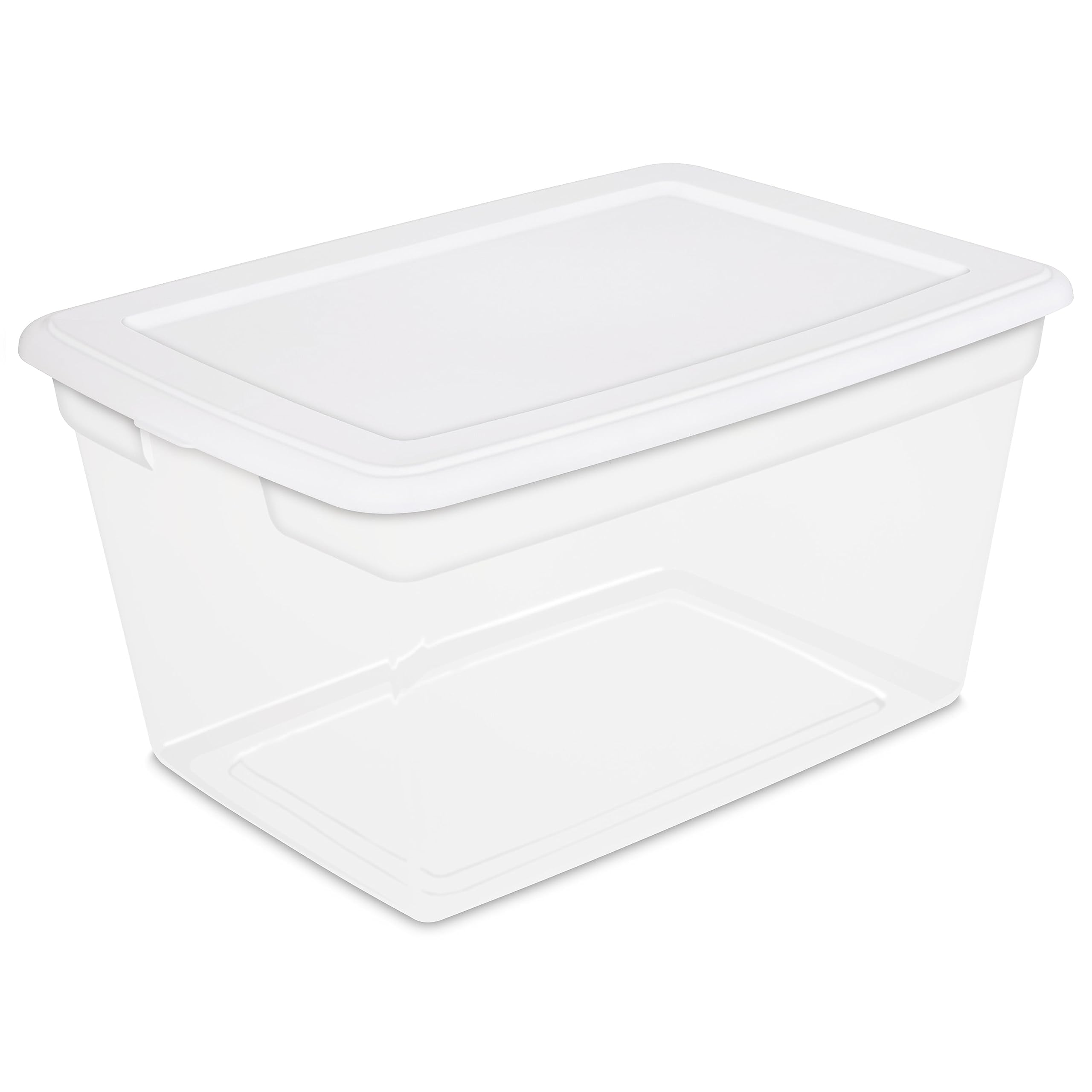58 Qt Storage Box Clear Base White Lid Set of 8