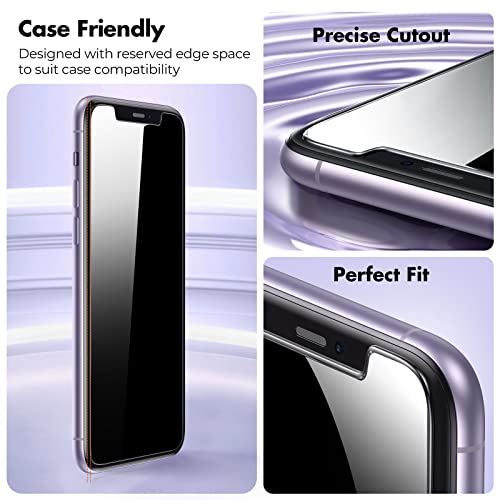 UNBREAKcable Privacy Screen Protector for iPhone 11 / iPhone XR, Shatterproof Tempered Glass [True 28°Anti Spy] [9H Hardness] [Easy Installation Frame] for iPhone 11,XR 6.1 inch - 2 Pack