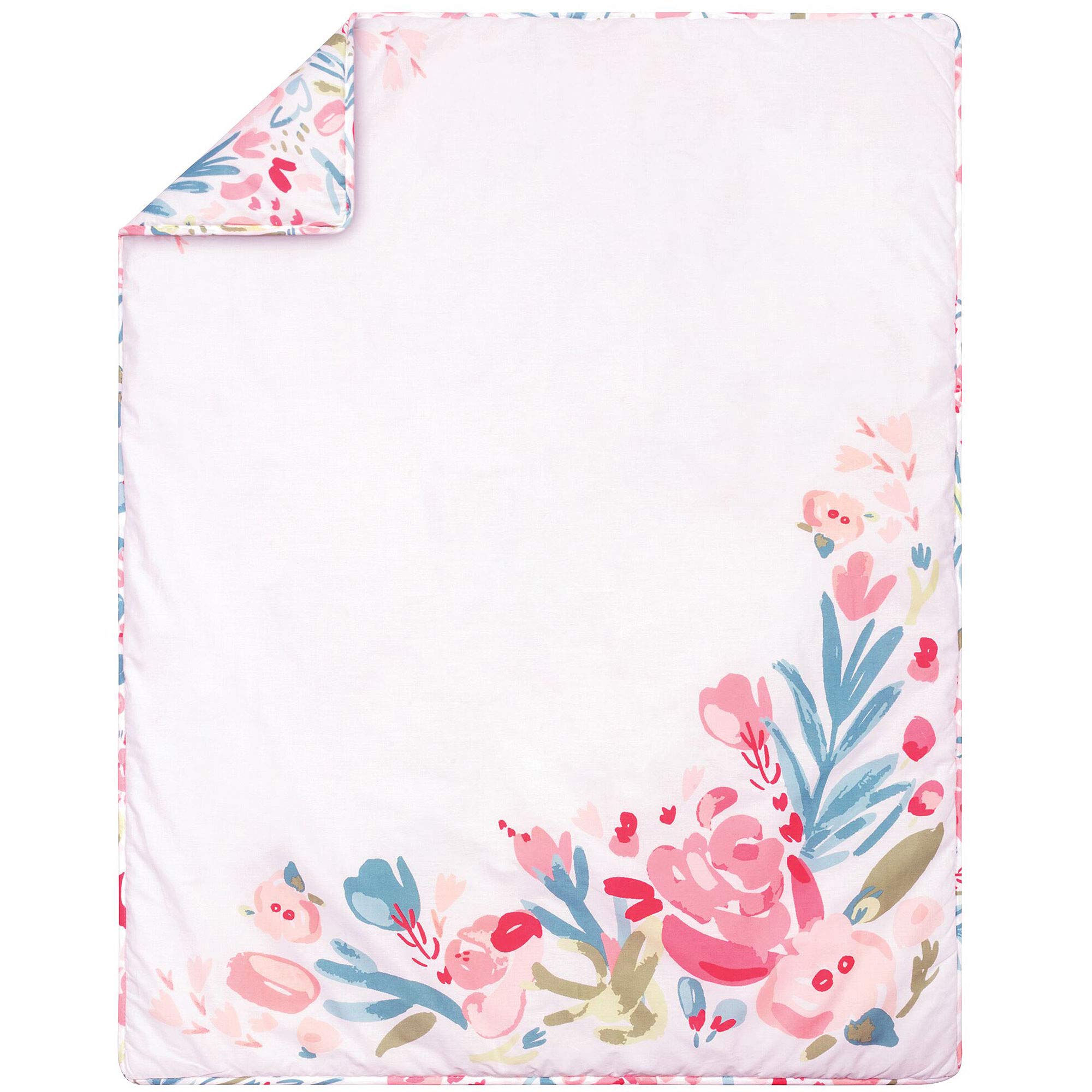 Trend Lab Painterly Floral 3 Piece Crib Bedding Set, Offers A Great Photo Oportunity, Includes Quilt, Fitted Crib Sheet and Skirt