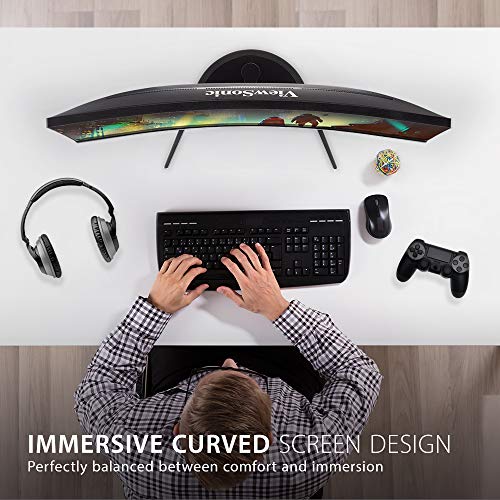 ViewSonic VX2768-2KPC-MHD 27 Inch 1440p Curved 144Hz 1ms Gaming Monitor with FreeSync Premium Eye Care HDMI and Display Port (Renewed)