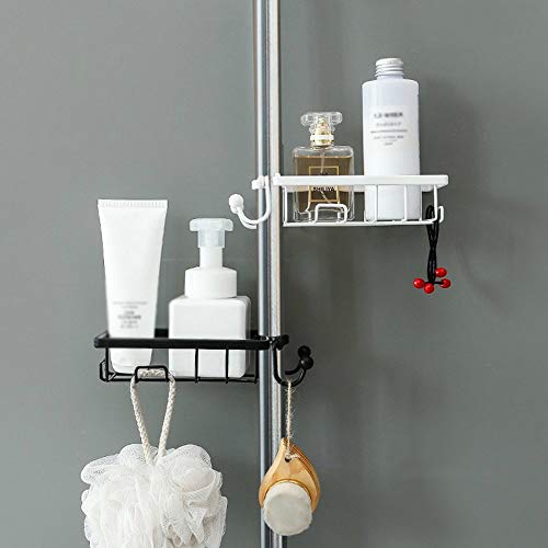 Bathroom Organizer Shelves Double Hook Faucet Rack Kitchen Sink Sponge Rag Storage Rack Bathroom Wrought Iron Drain Shelf (Color : Black)