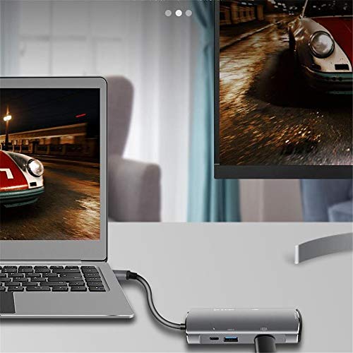 ZPLJ High-Speed 7-in-1 Ultra Slim Data Hub with Ethernet Port 4K HDMI 2 USB 3.0 Ports PD Charging Dual Support SD TF Card Reader Compatible for Flash Drive Laptops USB Hub Adapter Portable